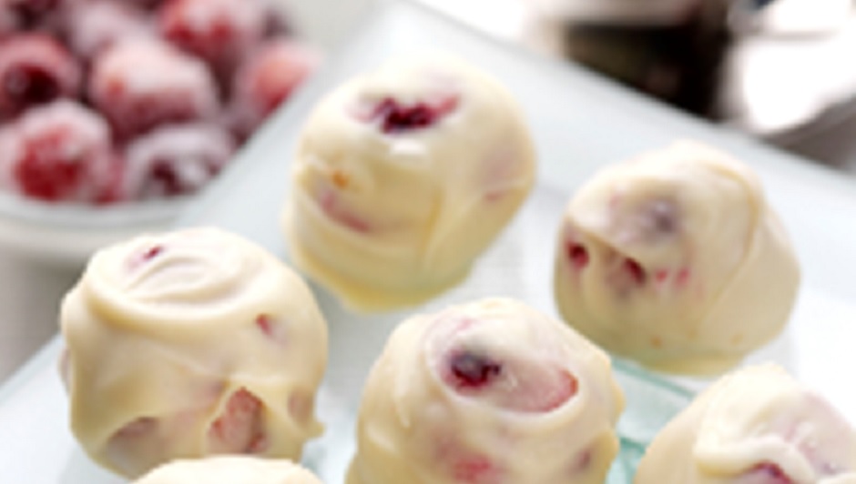 White chocolate and BerryWorld cranberry truffles - Mature Times